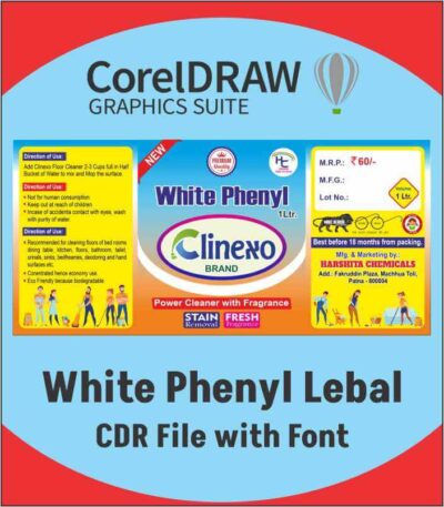 white phenyl bottle label design - graphicbud.com