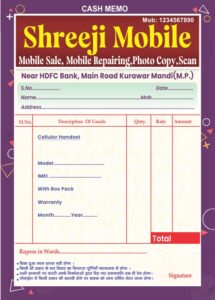 Mobile Shop Bill Book Design - graphicbud.com