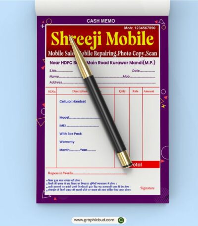 Mobile Shop Bill Book Design - graphicbud.com