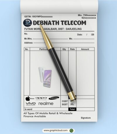 Mobile shop bill book - graphicbud.com