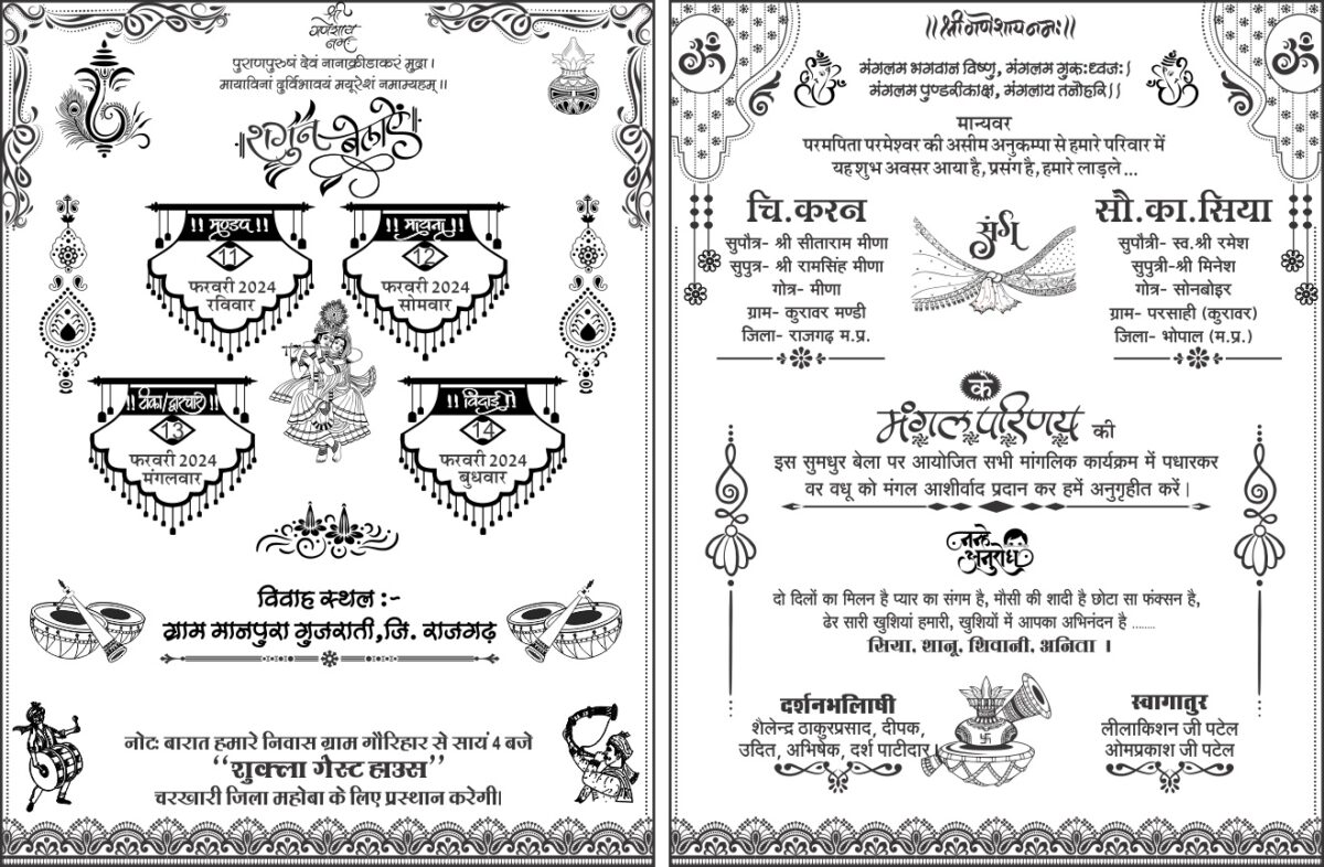 Premium Hindu Wedding Card Design Editable CDR File - graphicbud.com