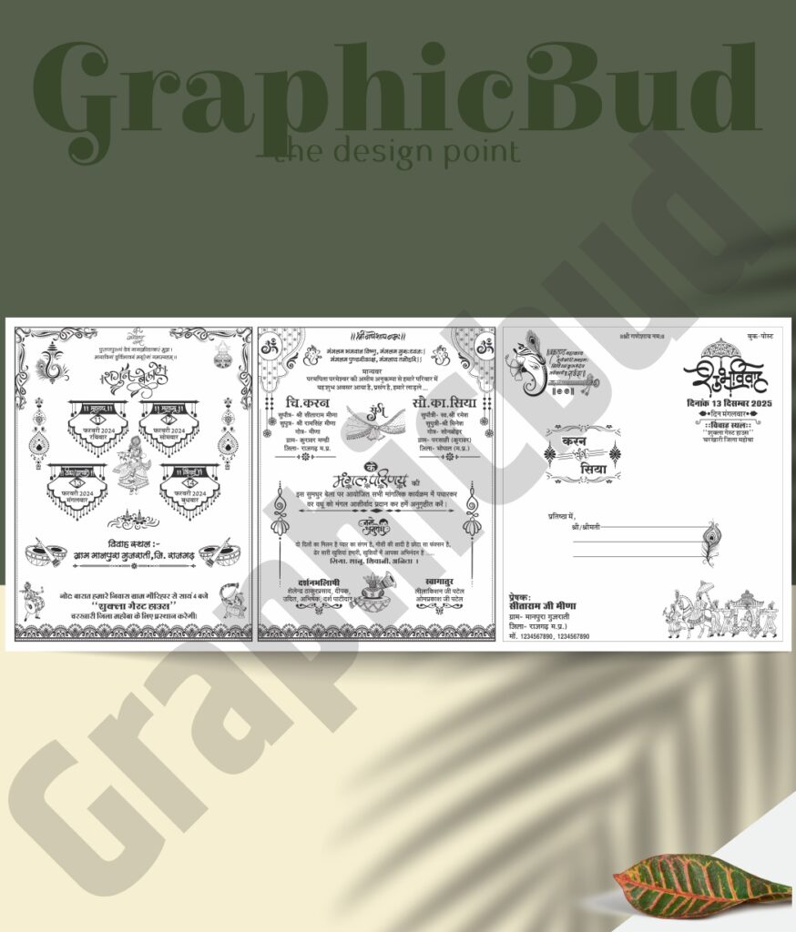 Premium Hindu Wedding Card Design Editable CDR File - graphicbud.com
