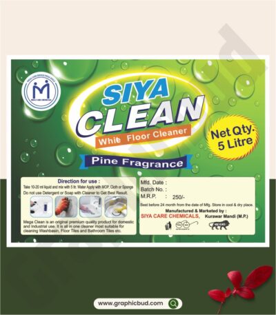 White Phenyl Cleaner Bottle Label Design CDR File - graphicbud.com